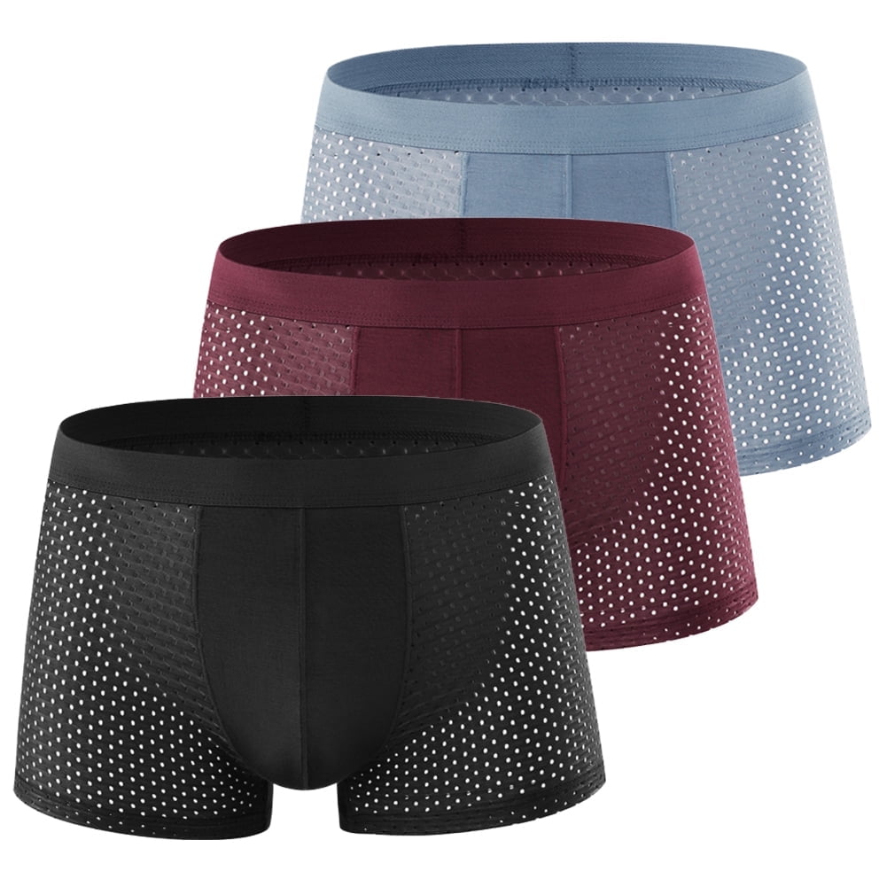 Baywell 3 Pack Men's Underwear Boxer Briefs Summer Lightweight Mesh ...