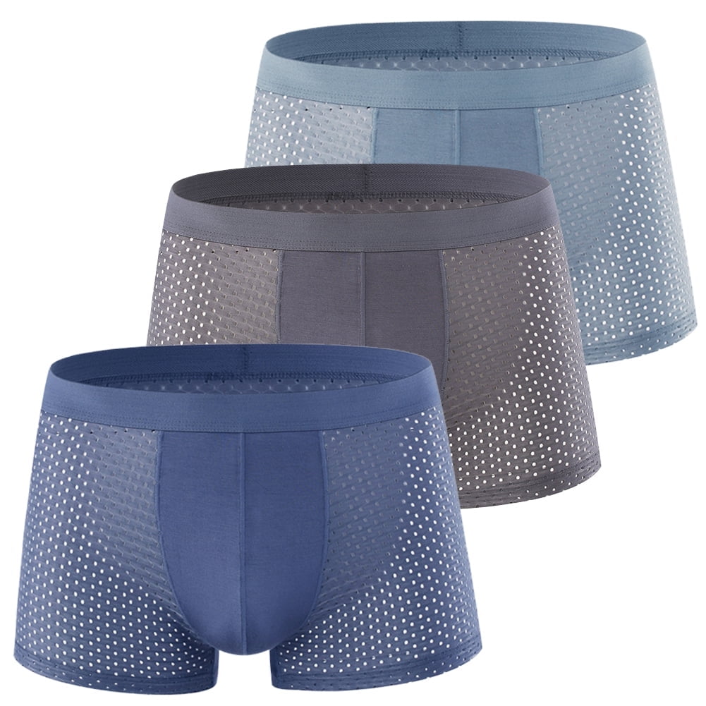 Baywell 3 Pack Men's Underwear Boxer Briefs Summer Lightweight Mesh ...