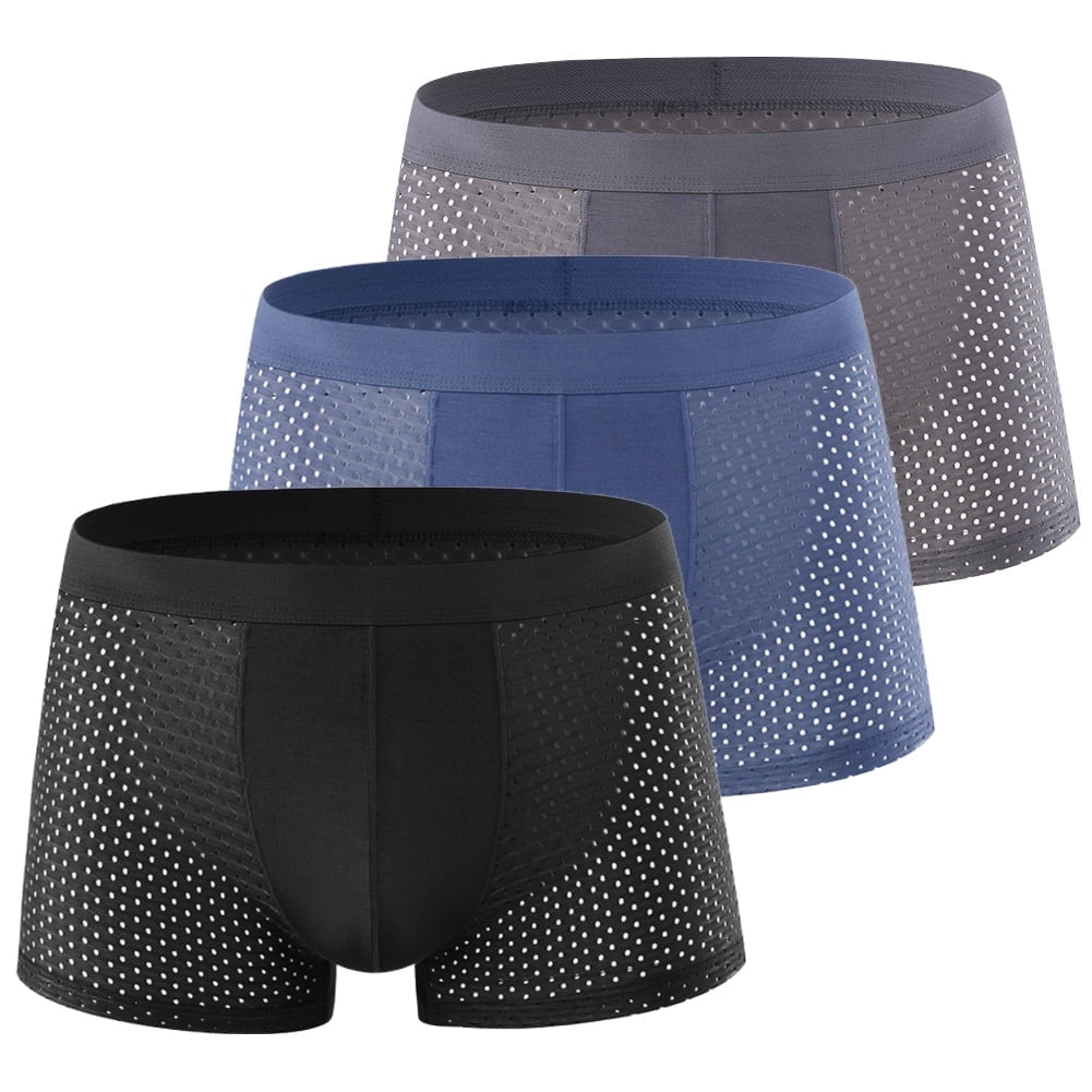 Baywell 3 Pack Men's Underwear Boxer Briefs Summer Lightweight Mesh ...