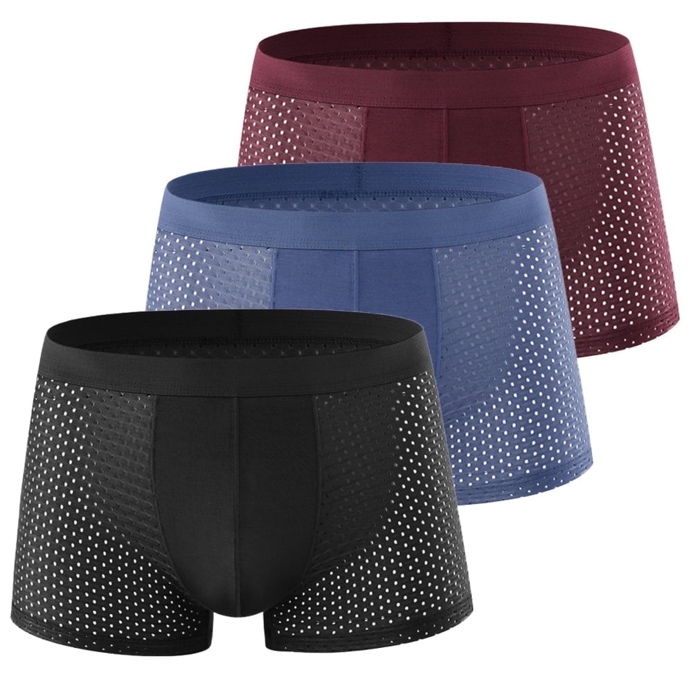 Baywell 3 Pack Men's Underwear Boxer Briefs Summer Lightweight Mesh ...