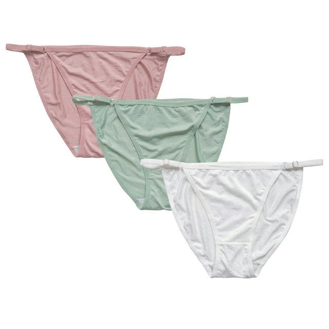 Baywell 3 Pack Womens Adjustable String Bikini Underwear High Cut ...