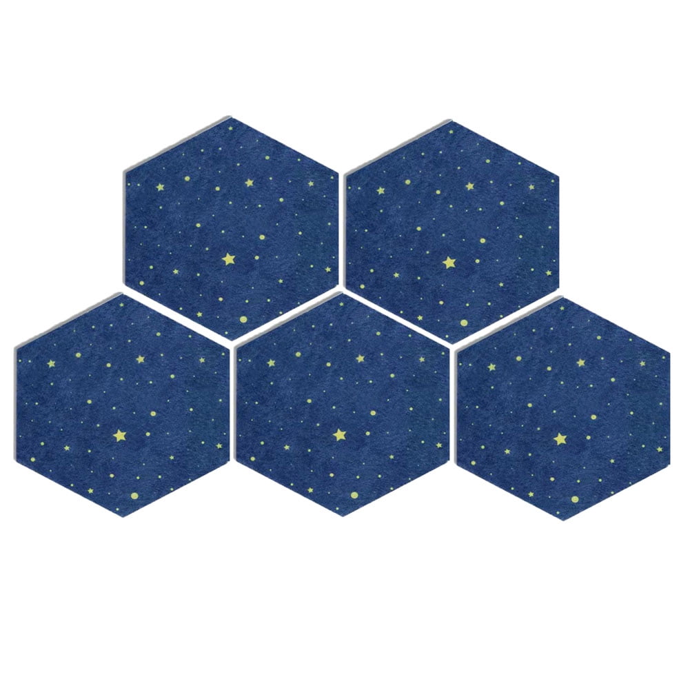 Baywell 5 Pcs Thick Hexagon Felt Board Tiles Self Adhesive Pin Board