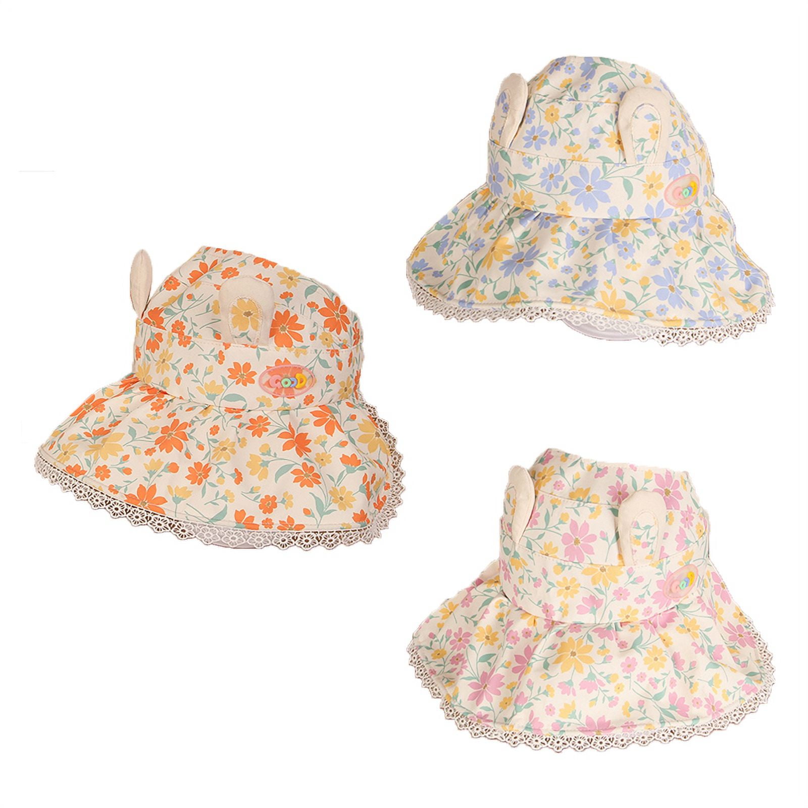 Baywell Baby Girls Sun Hat Adjustable Sun Protection Summer Beach Wide ...