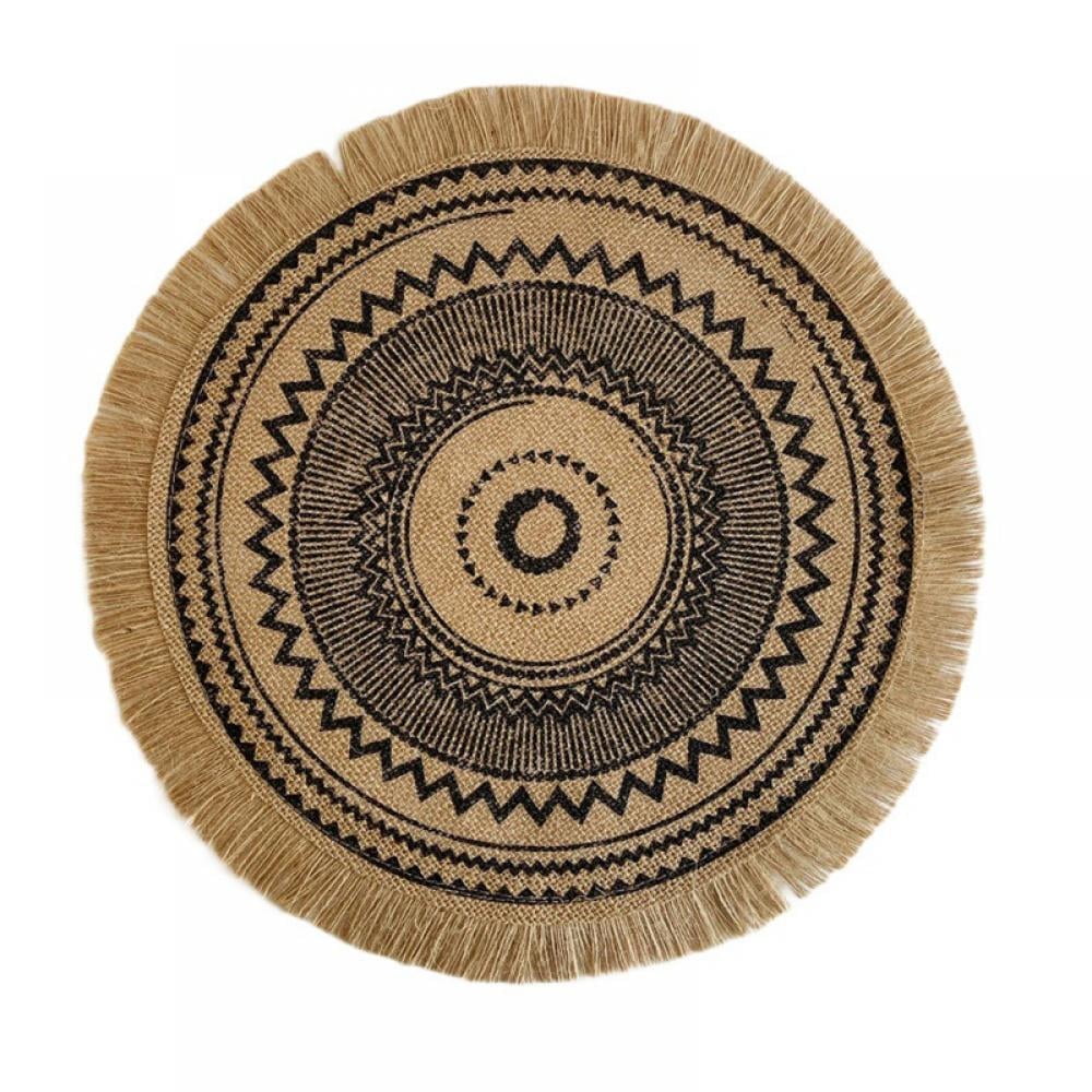 Baywell Boho Round Placemats Plate Place Table Mats Farmhouse Burlap ...