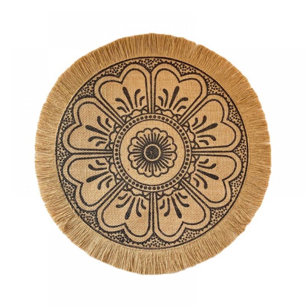 Baywell Boho Round Placemats Plate Place Table Mats Farmhouse Burlap ...