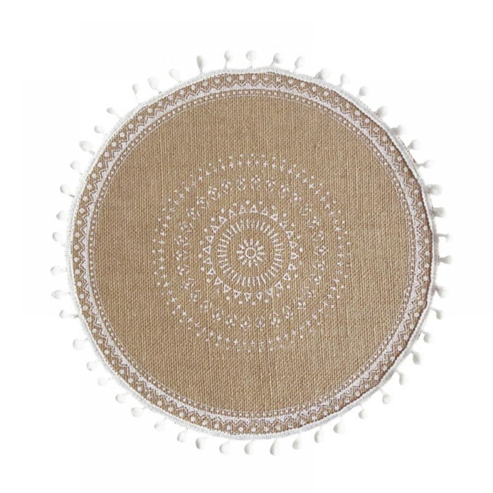Baywell Boho Round Placemats Plate Place Table Mats Farmhouse Burlap ...
