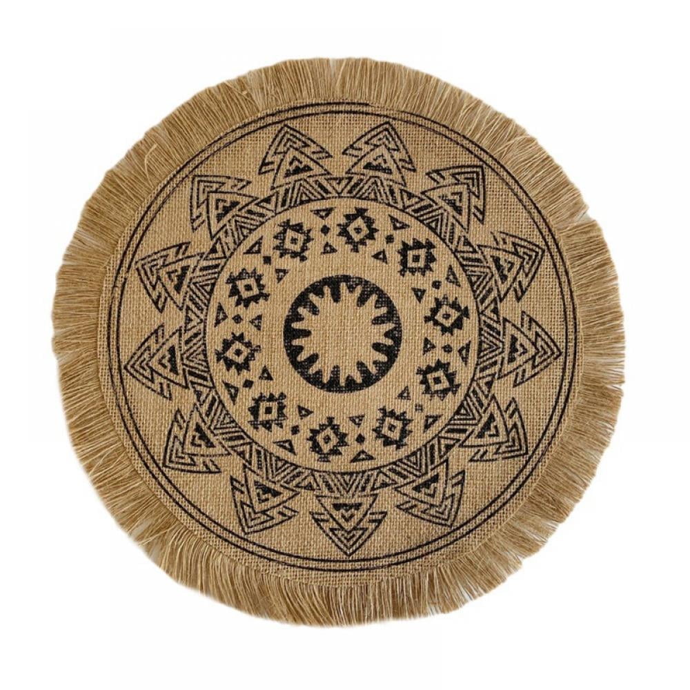 Baywell Boho Round Placemats Plate Place Table Mats Farmhouse Burlap ...