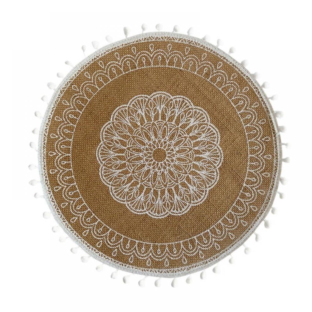 Baywell Boho Round Placemats Plate Place Table Mats Farmhouse Burlap ...