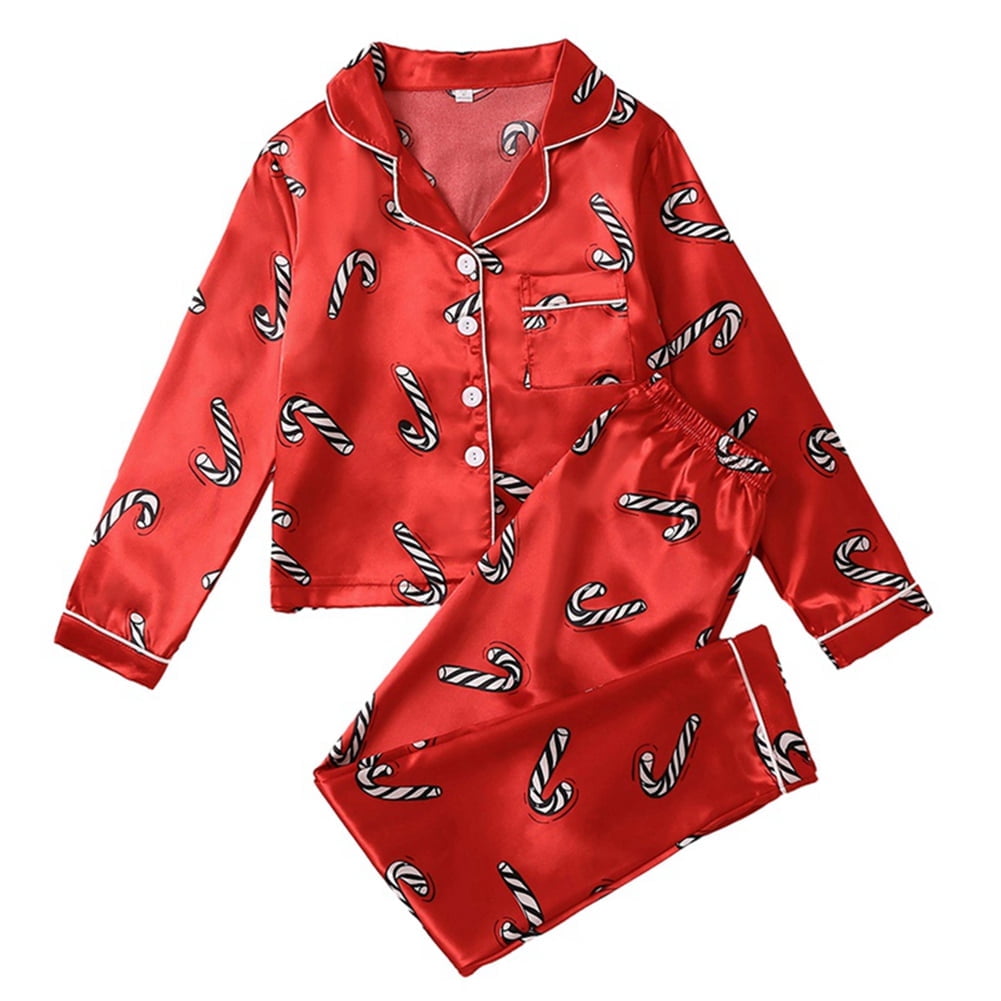 Baywell Christmas Satin Pajamas for Family, Xmas Candy Cane Family ...