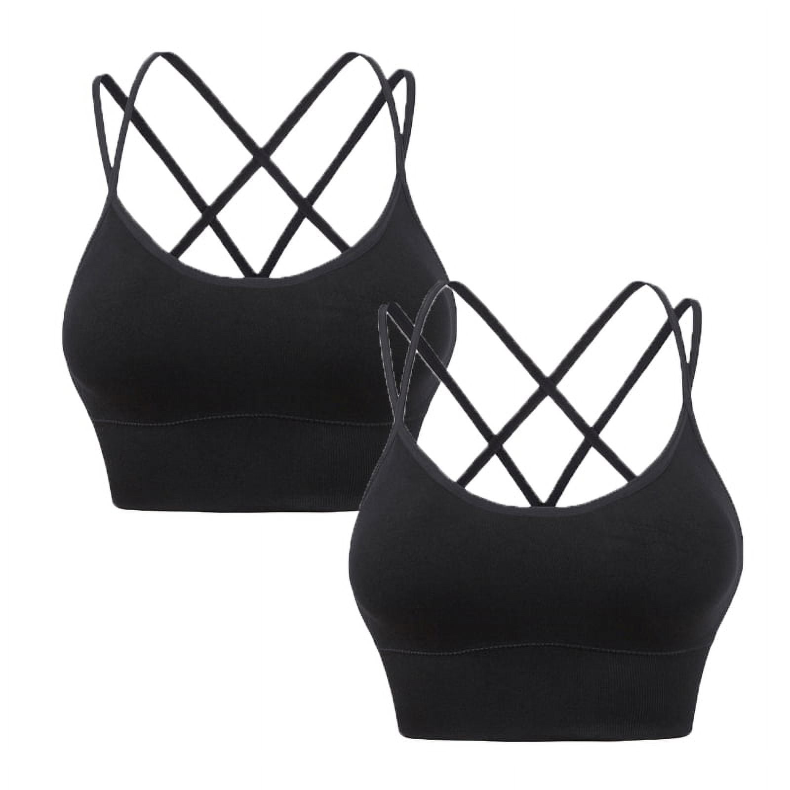 Baywell Cross Back Sport Bras Padded Strappy Criss Cross Cropped Bras ...