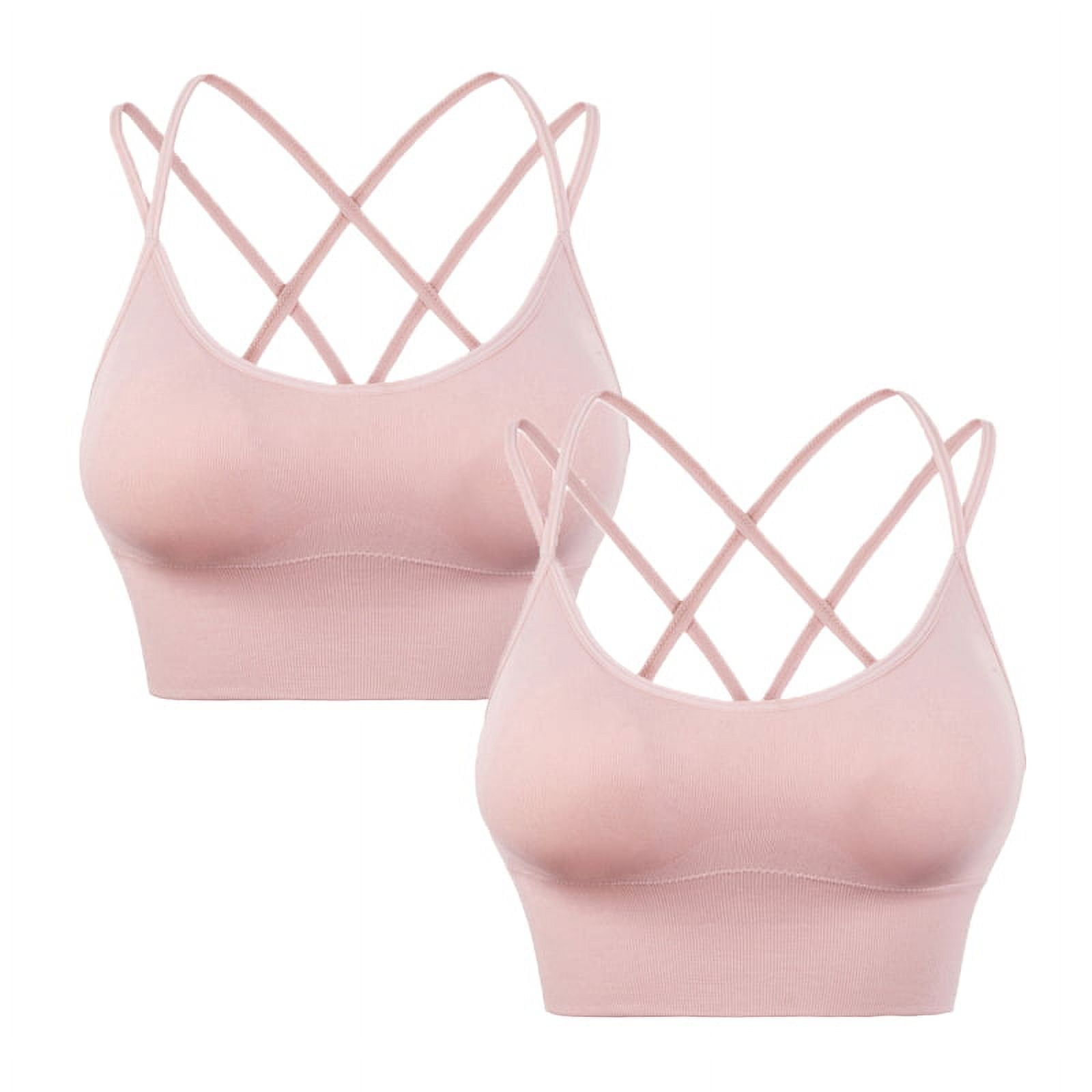 Baywell Cross Back Sport Bras Padded Strappy Criss Cross Cropped Bras ...