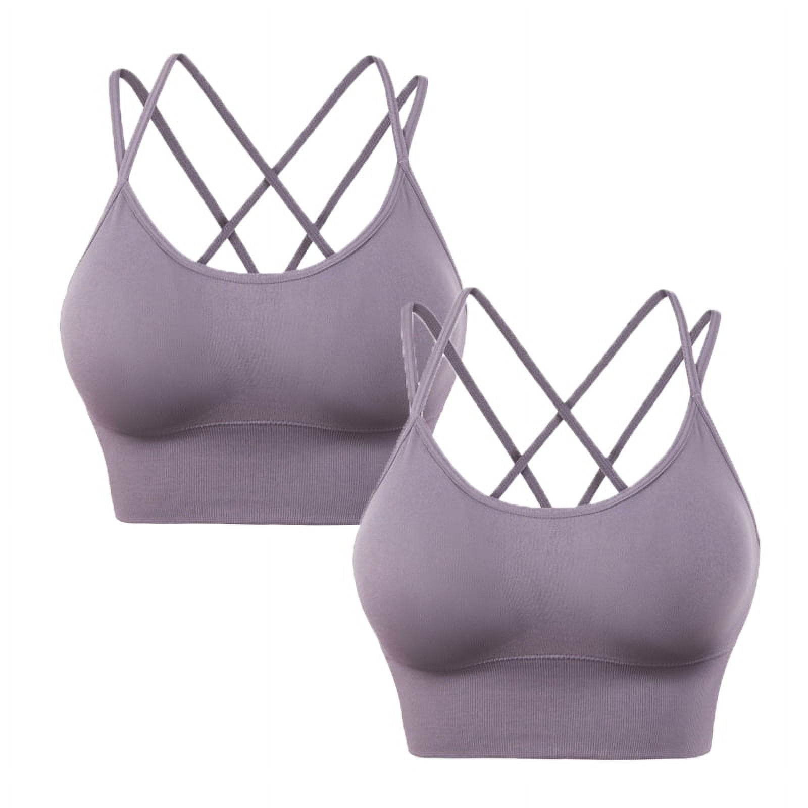 Baywell Cross Back Sport Bras Padded Strappy Criss Cross Cropped Bras ...