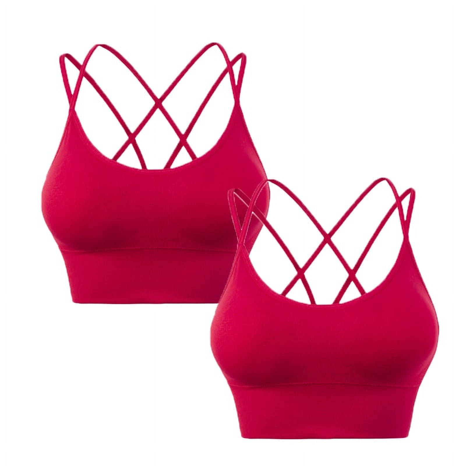Baywell Cross Back Sport Bras Padded Strappy Criss Cross Cropped Bras ...