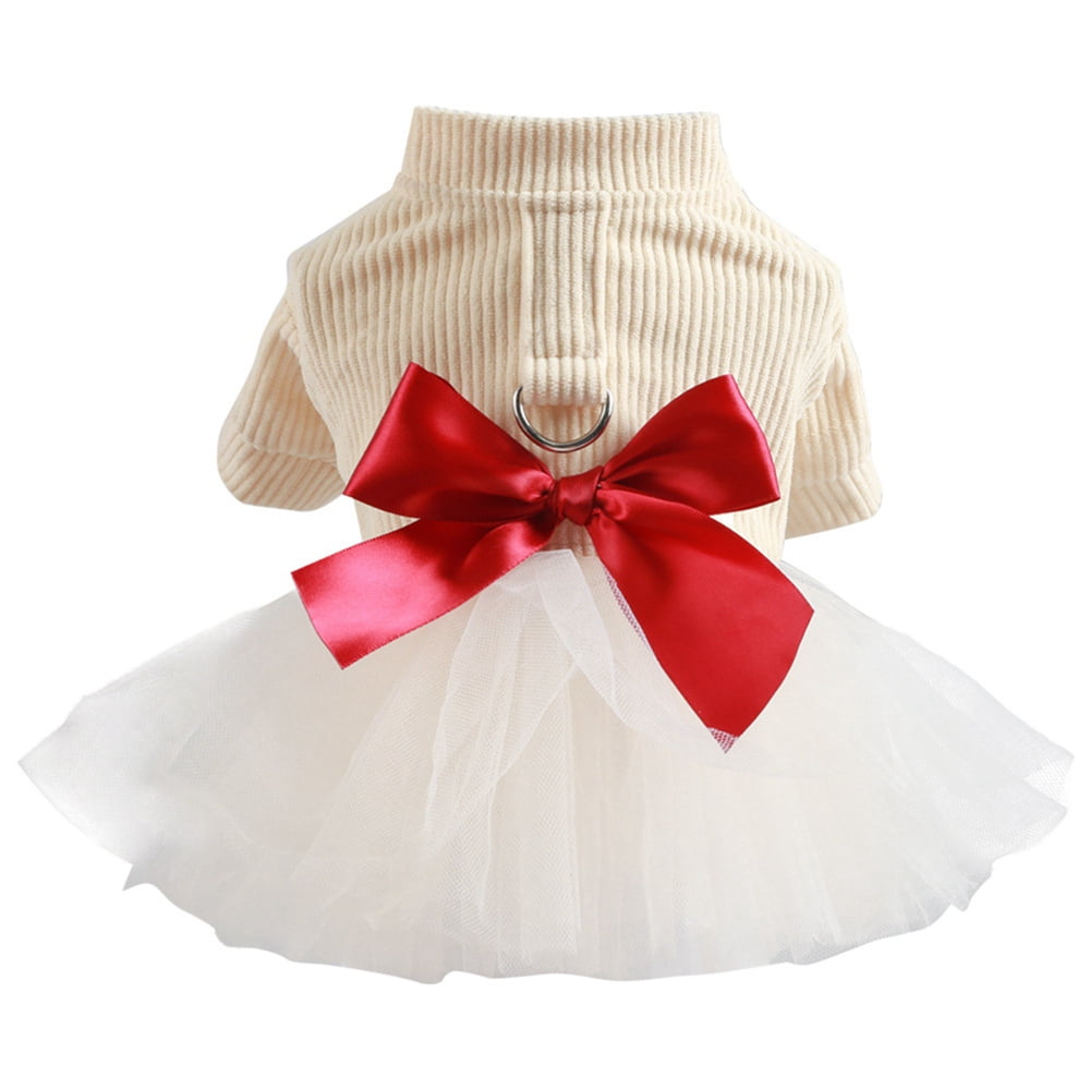 Baywell Dog Princess Knitted Dresses Puppy Bow Knot Dress Puppy Dog ...