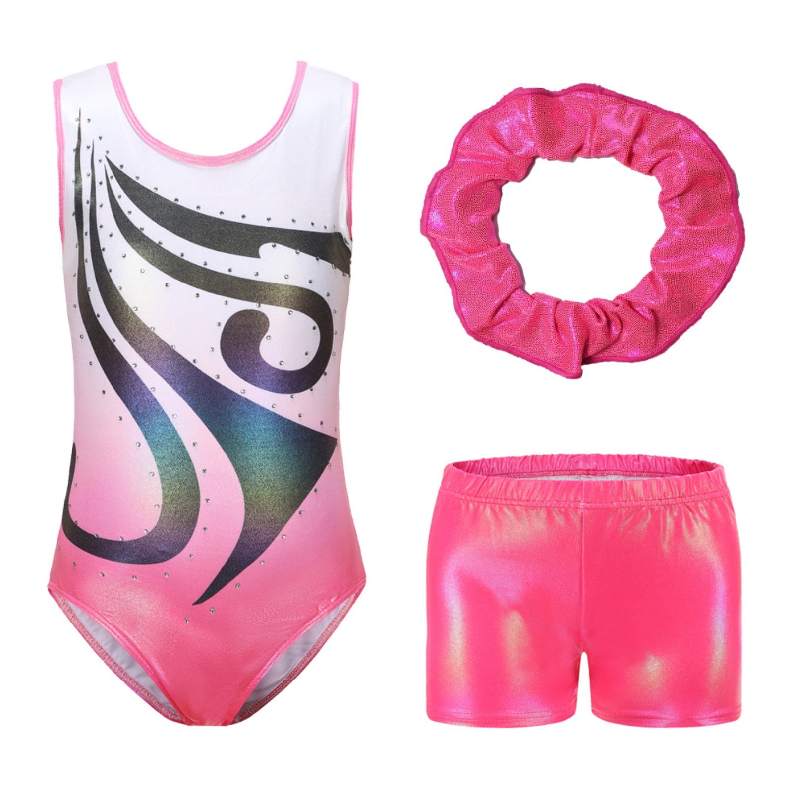 Baywell Girls Gymnastics Leotards with Shorts Dance Ballet Unitard ...