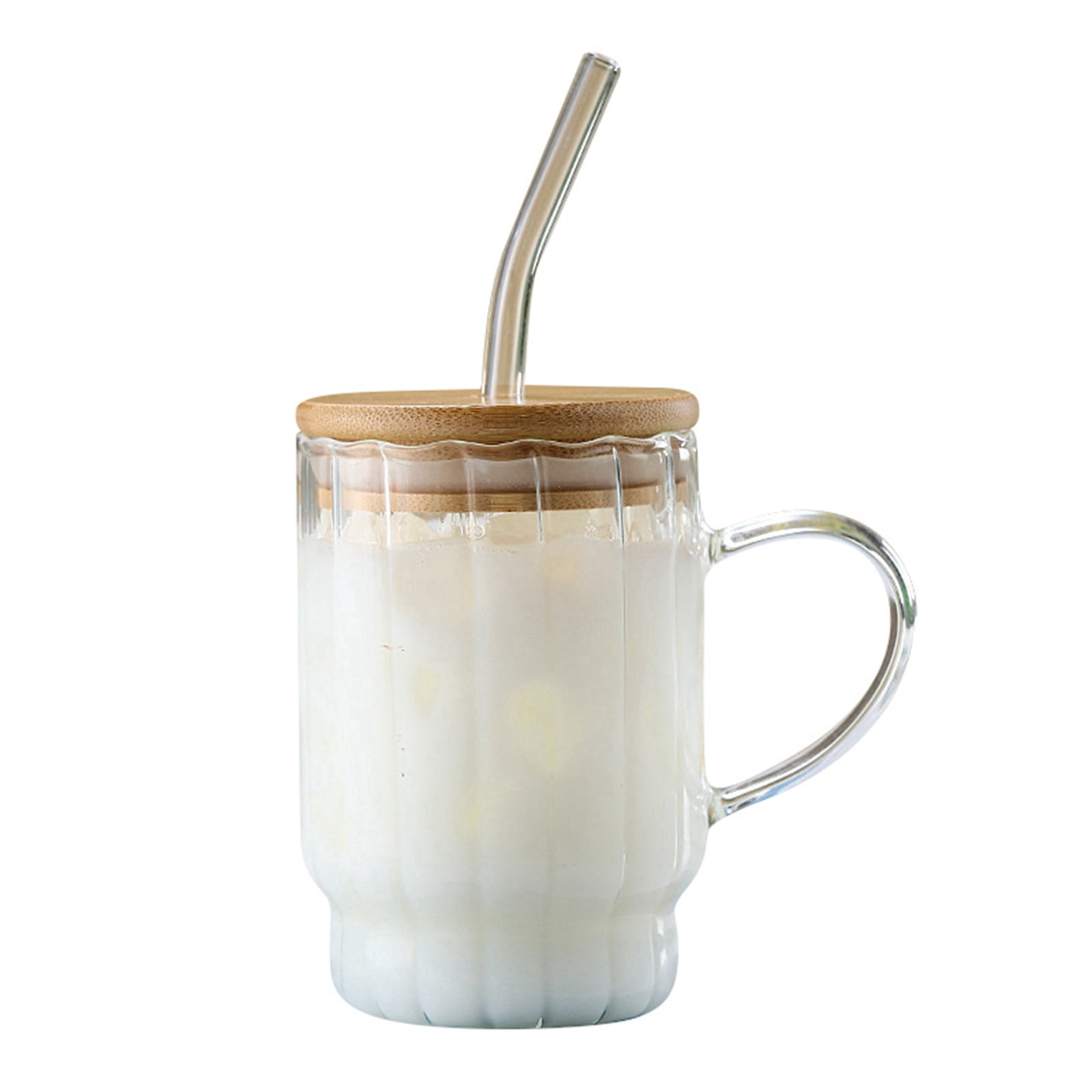 Baywell Glass Cups with Handle and Lids,20 oz or 15 oz Drinking Glass ...