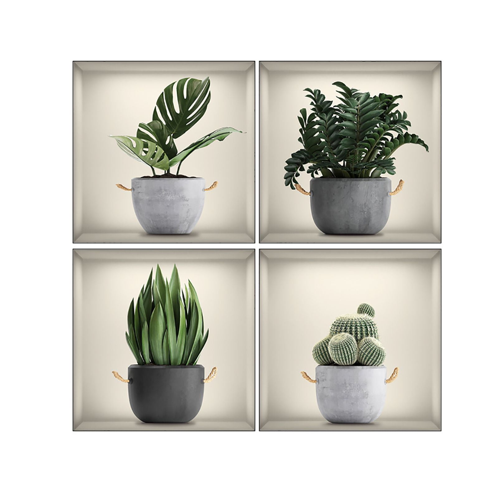 Baywell Green Plant Wall Decals 3D Realistic Potted Plant Wall Stickers ...