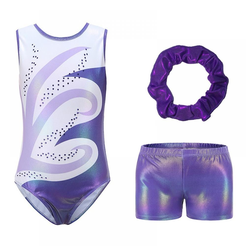 Baywell Gymnastics Leotards for Girls, Sleeveless Leotards for Girls Shiny Sparkle Gymnastics ...