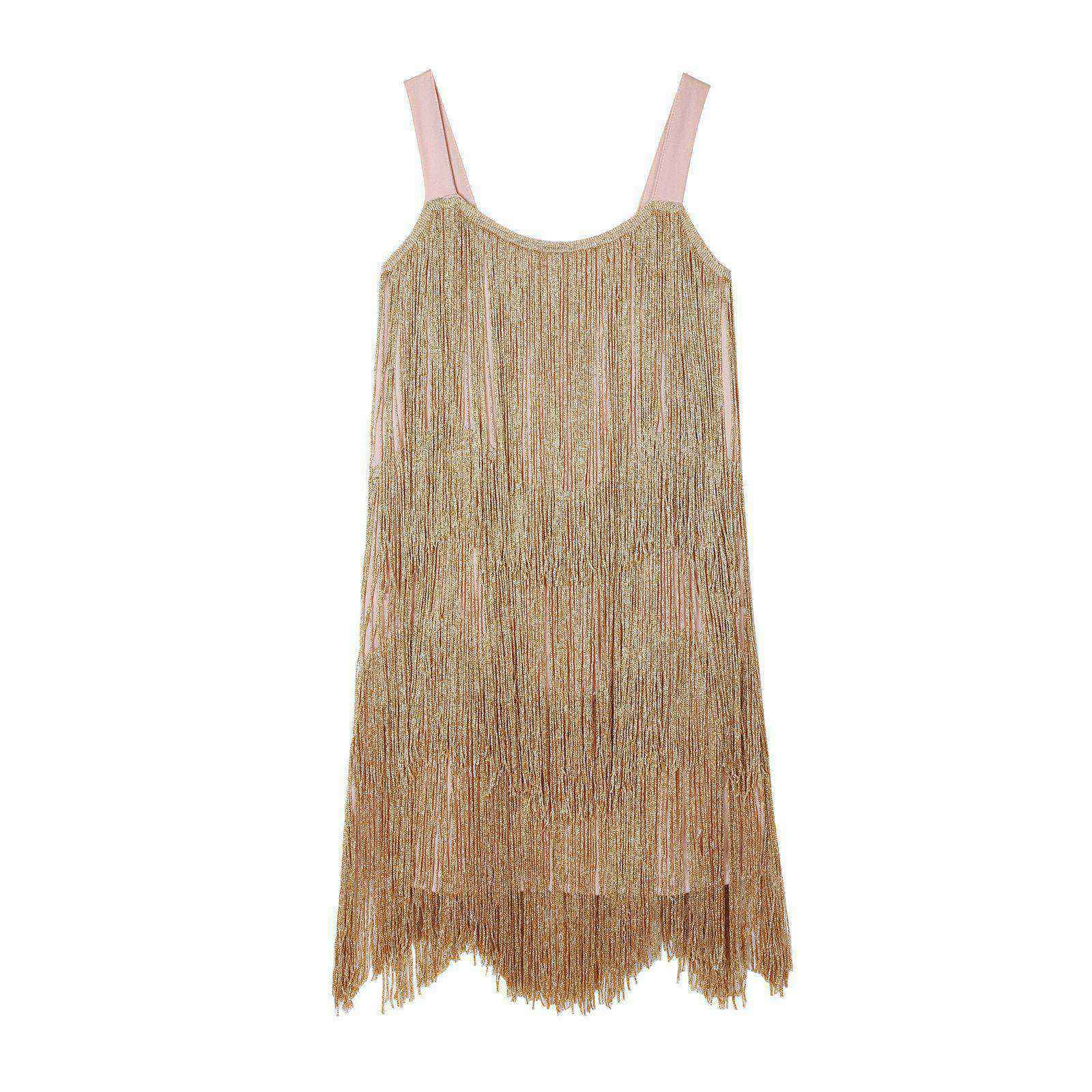 Baywell Kids Sequin Fringe Dress Sparkling Tassel Sleeveless Dress ...