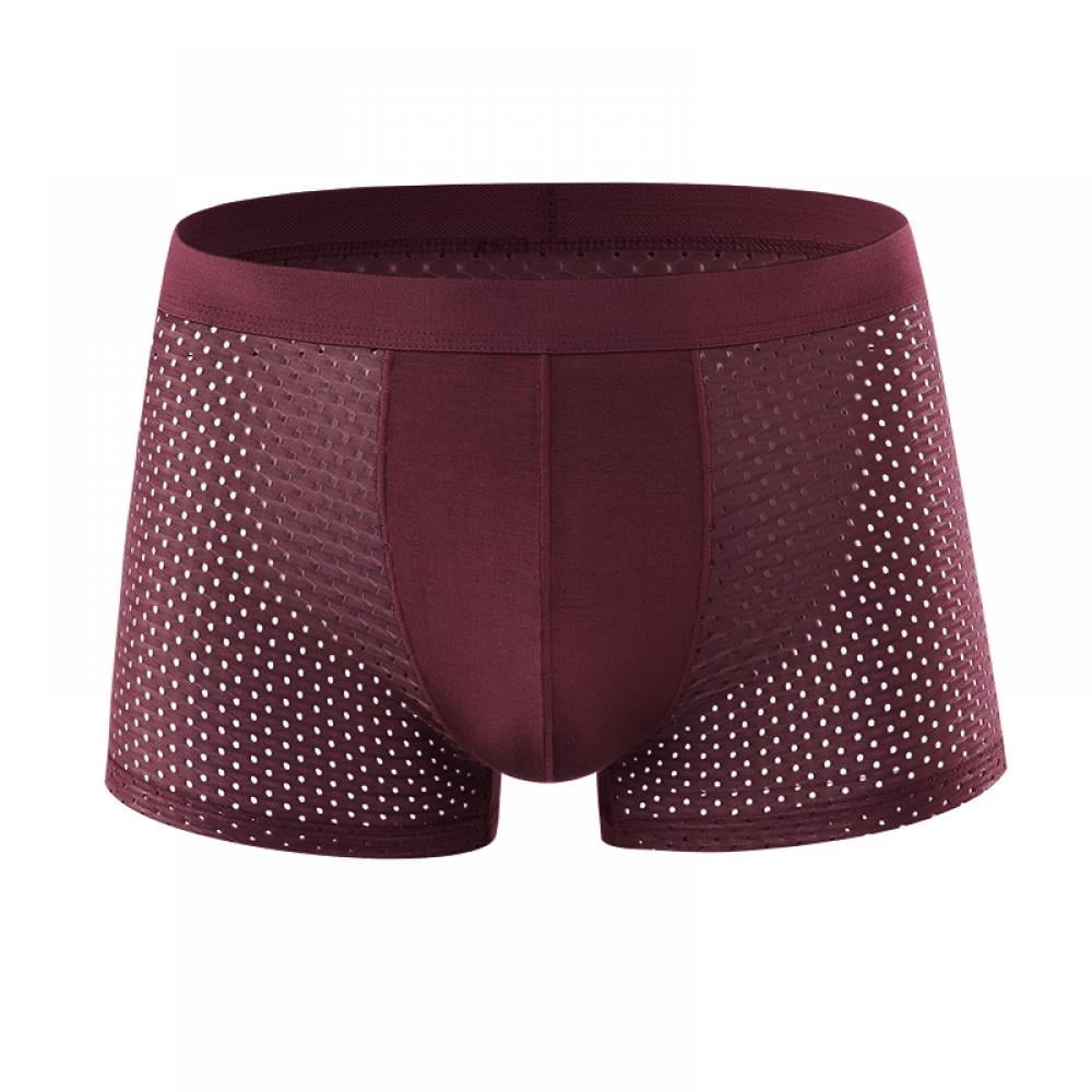 Baywell Men's Ice Silk Boxer Breathable Seamless Sexy See-Through ...