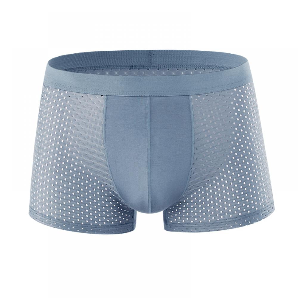 Baywell Men's Ice Silk Boxer Breathable Seamless Sexy See-Through ...