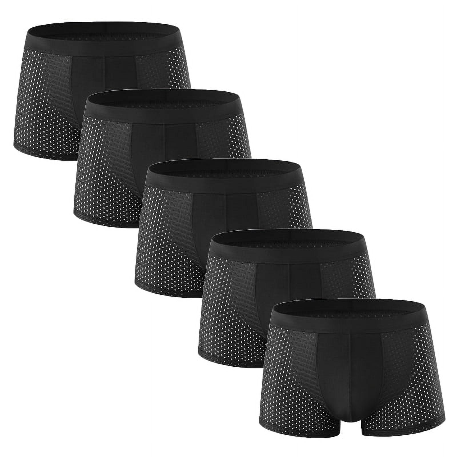 Baywell Men's Ice Silk Boxer Pack of 5 Breathable Seamless Sexy See ...