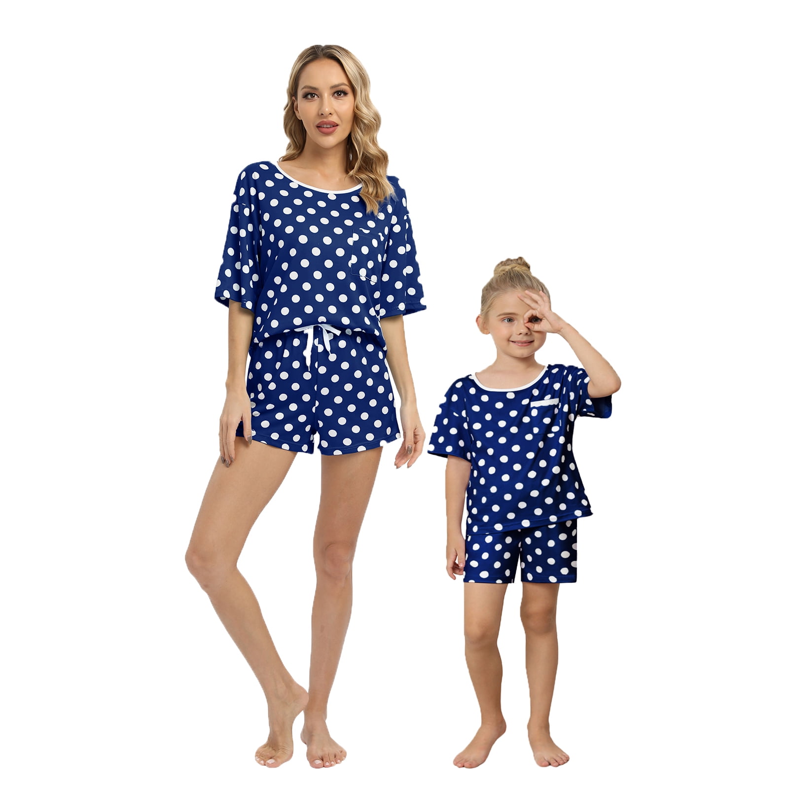 Baywell Mommy and Me Matching Pajama Set 2 Piece Lounge Set Polka Dots ...