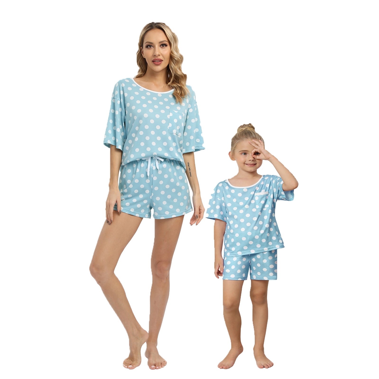 Baywell Mommy and Me Matching Pajama Set 2 Piece Lounge Set Polka Dots ...