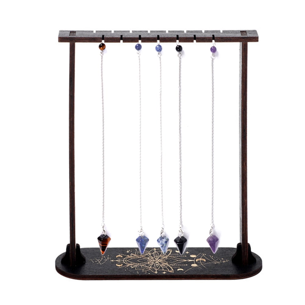Baywell Moon Phase Pendulum Display Stand, Wood Wiccan Crystal Holder ...