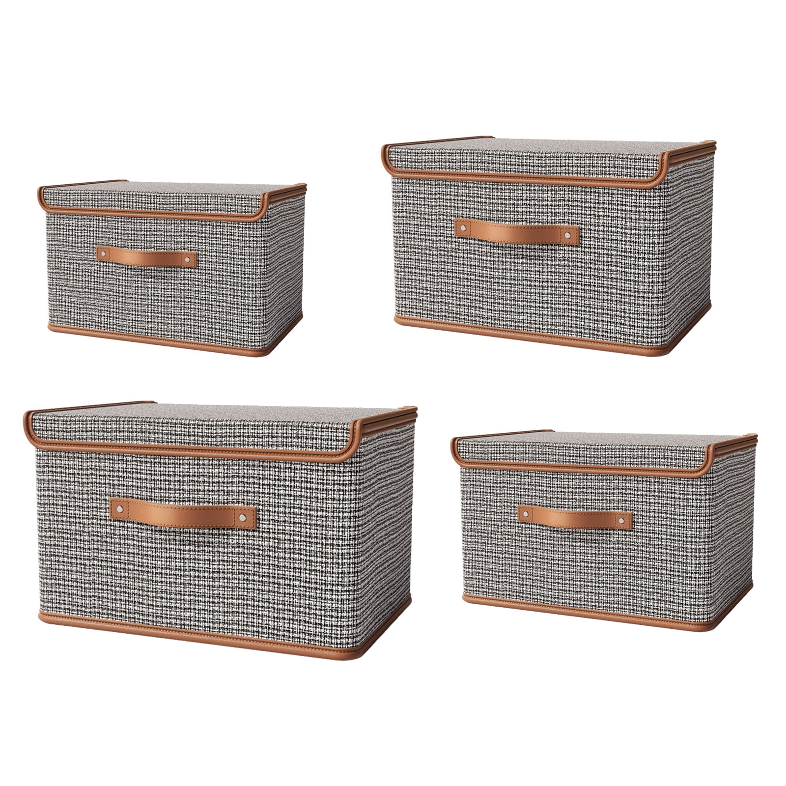 Baywell Storage Bins with Lids, Foldable Linen Fabric Storage Boxes ...