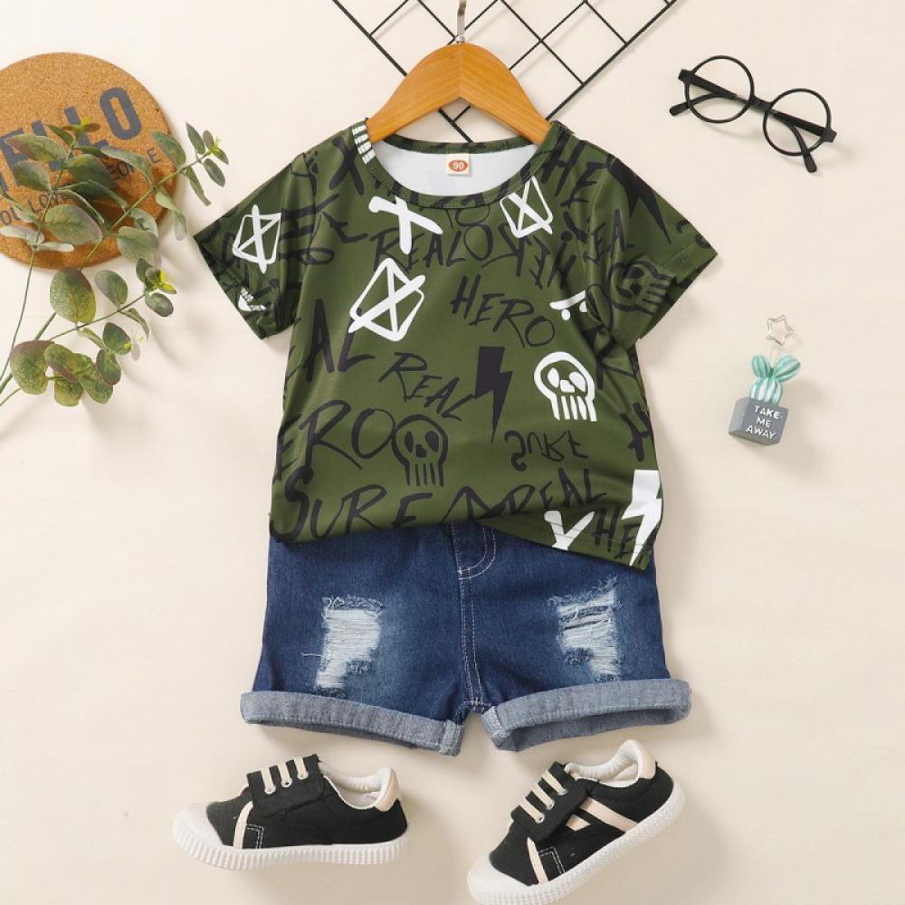 Baywell Toddler Baby Boy Clothes Outfit Letter Printed Short Sleeve T ...