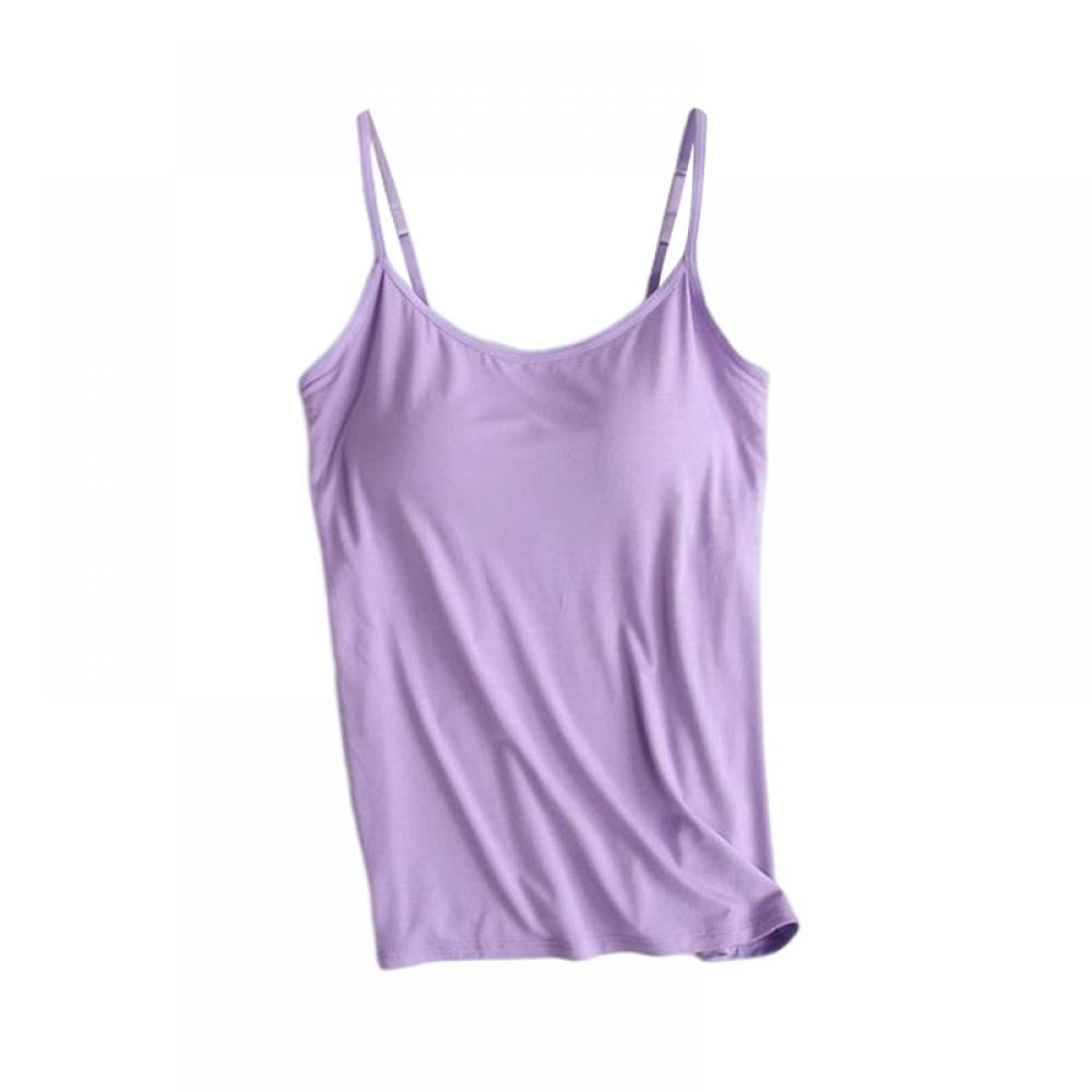 Baywell Women Backless Crop Cami Top With Bult In Bra Basic Sleeveless