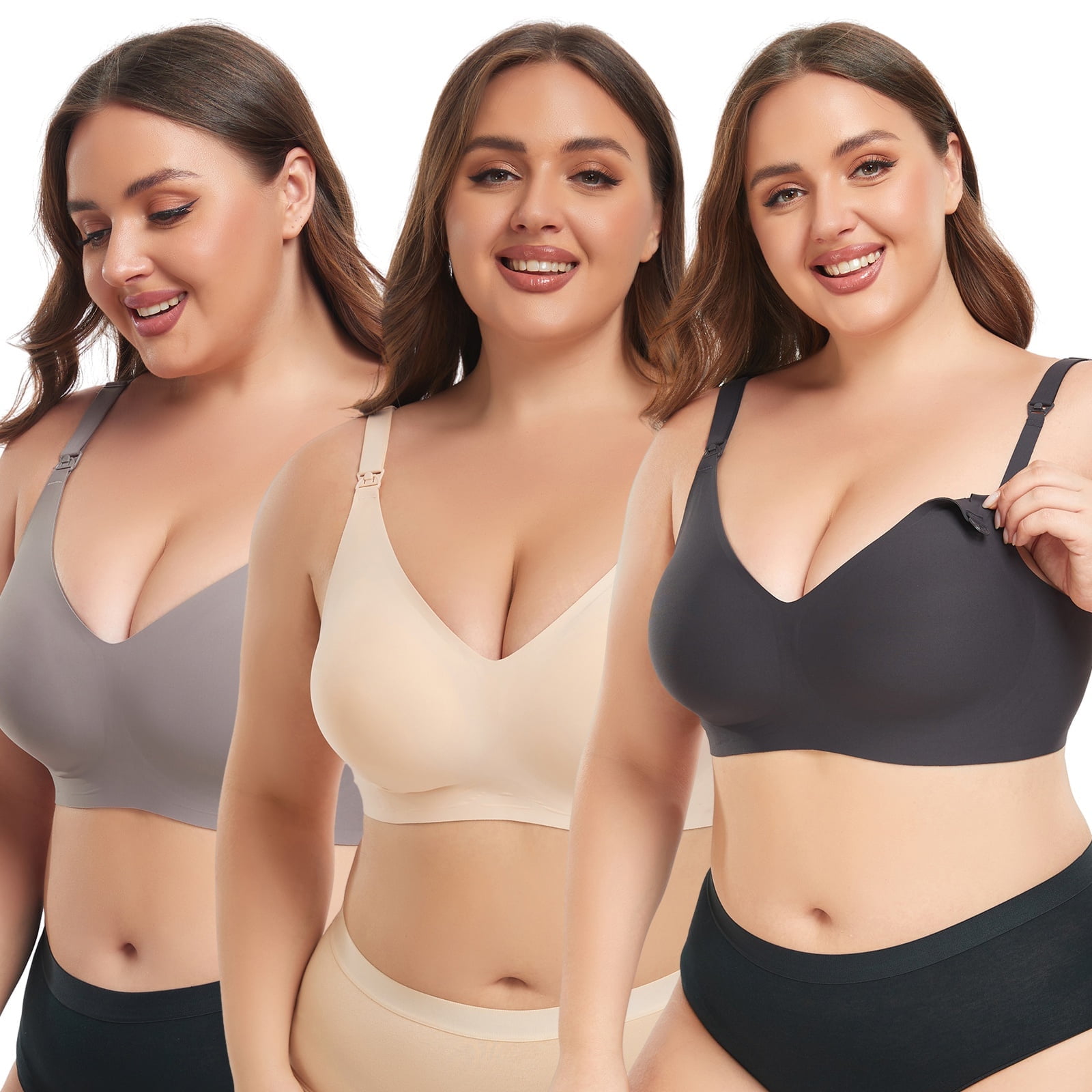 Baywell Women Nursing Bras for Breastfeeding Seamless Soft Wirefree Pregnancy Bra Jelly Strip ...