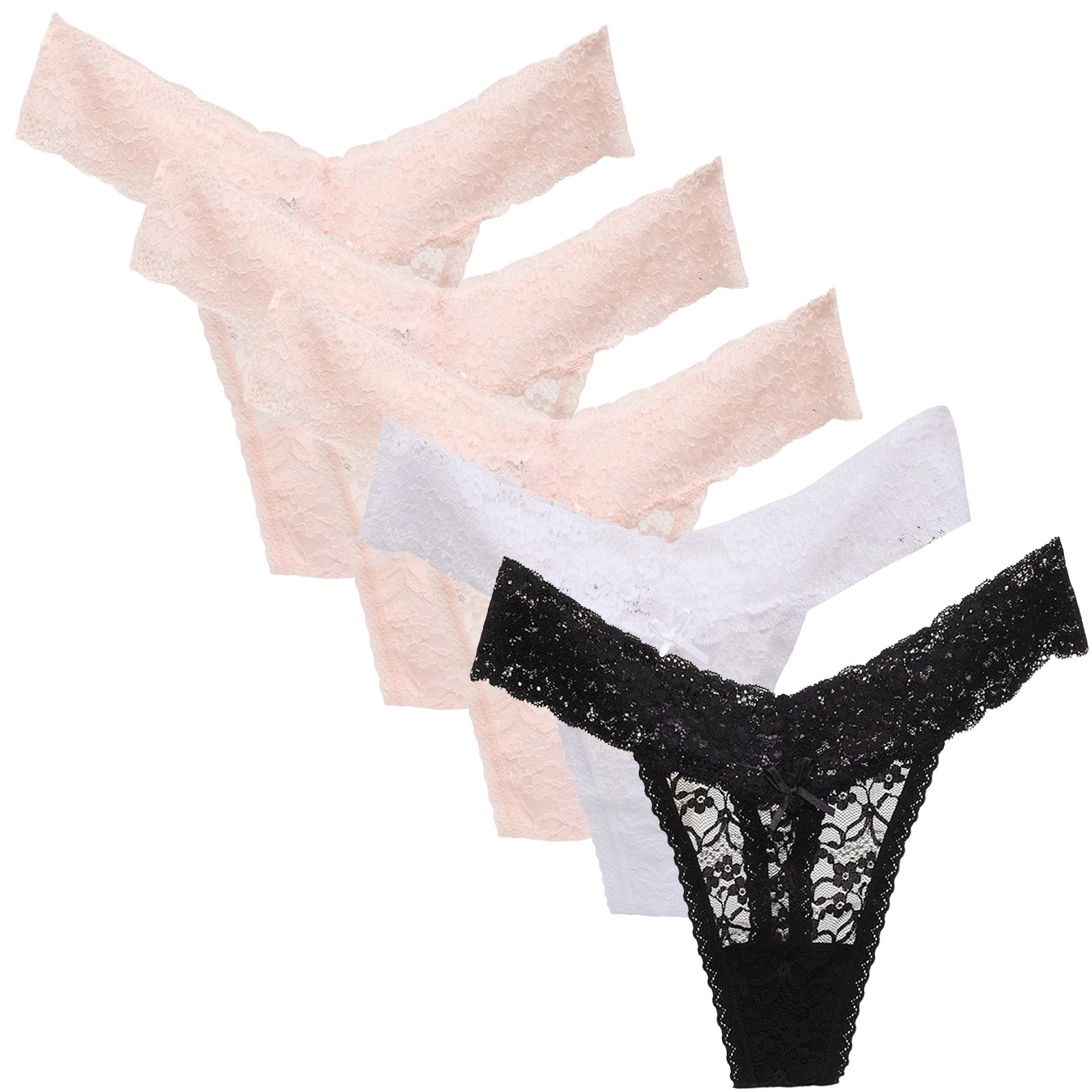 Baywell Women Sexy Lace Thongs V Cheeky Underwear See Through Panties ...