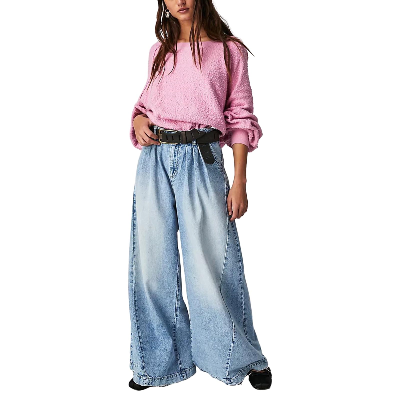 Baywell Women's Baggy Wide Leg Jeans Low Rise Extra Wide Leg Denim ...