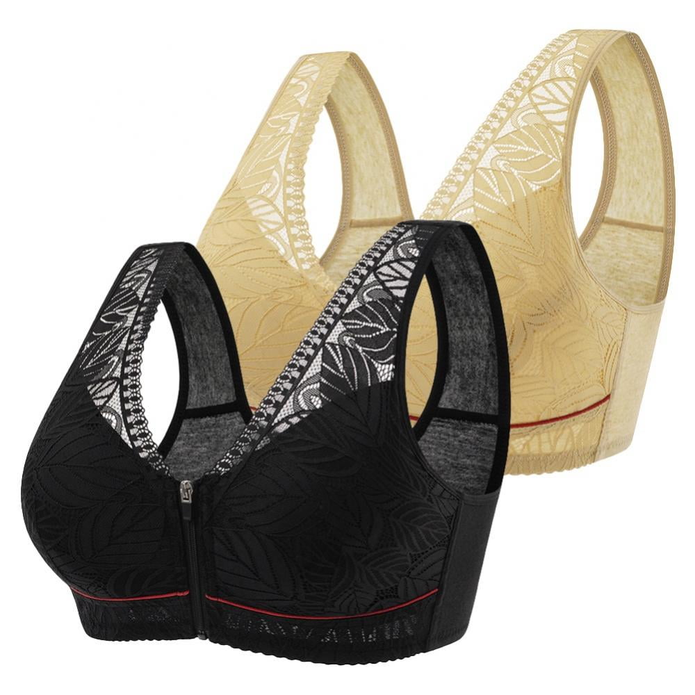Baywell Women's Front Closure Bras Racerback Wireless Plus Size Full ...