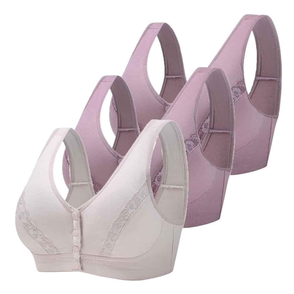 Baywell Women's Front Closure Cotton Bra Button Snap Closure Comfort ...