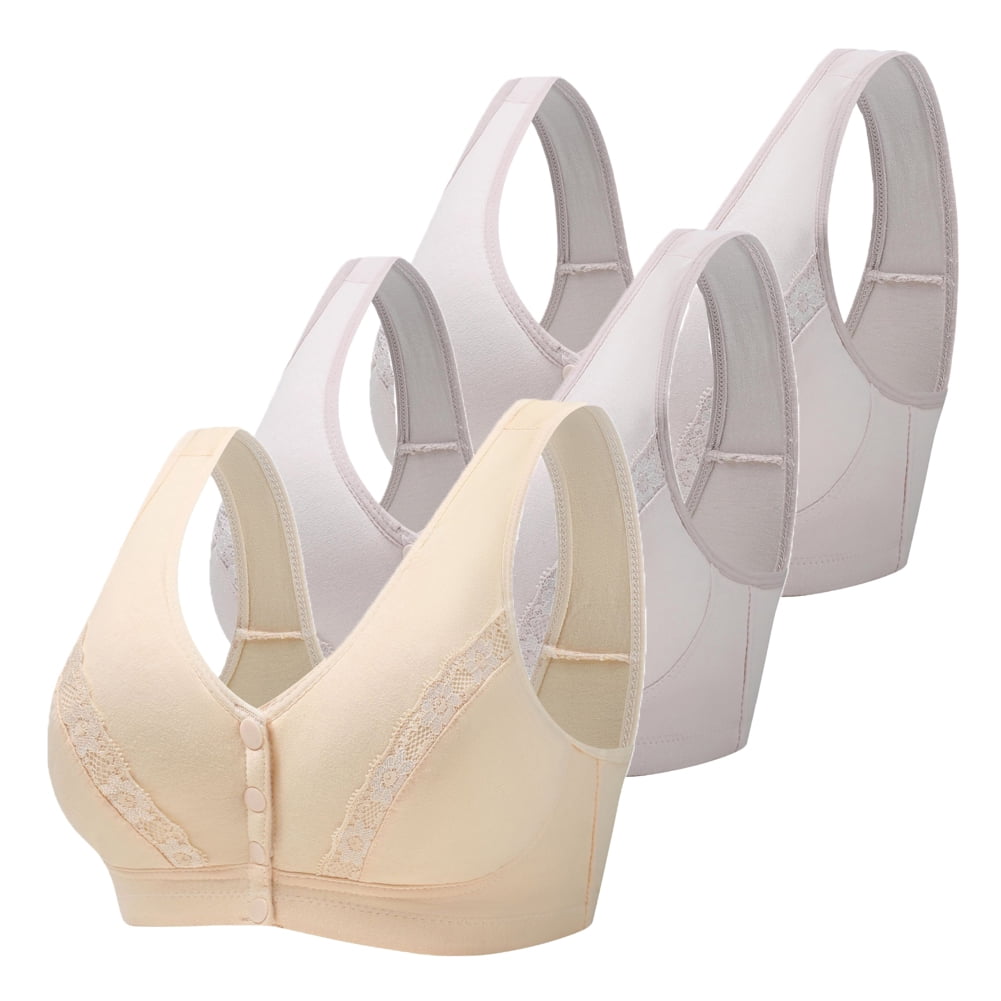 Baywell Women's Front Closure Cotton Bra Button Snap Closure Comfort ...