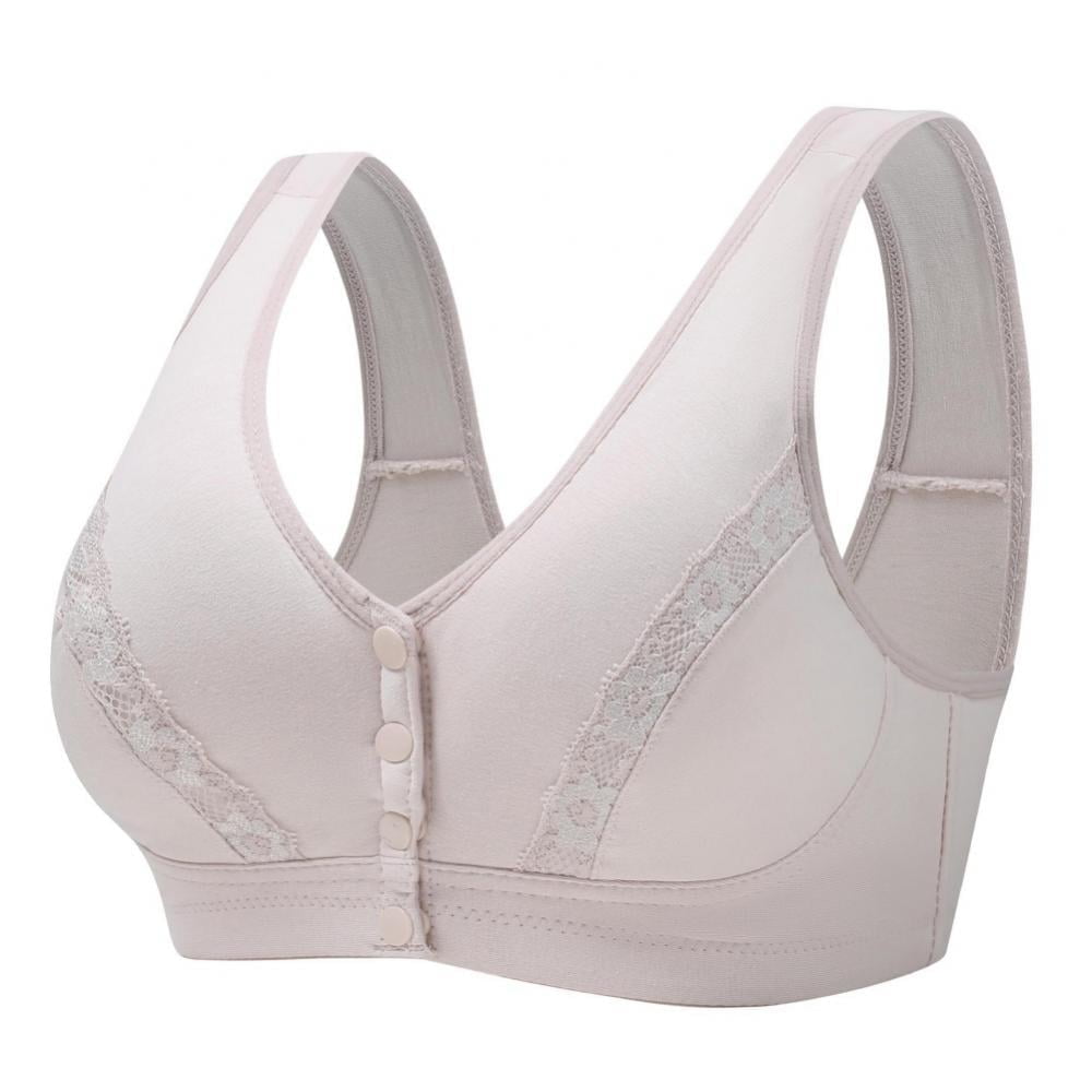 Baywell Women's Front Closure Cotton Bra Button Snap Closure Comfort ...