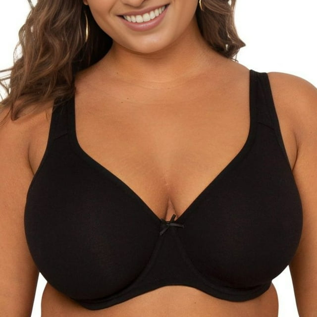 Baywell Women's Plus Size Full Coverage Sexy Everyday Bra Solid Color Underwire Bra Black 75B ...