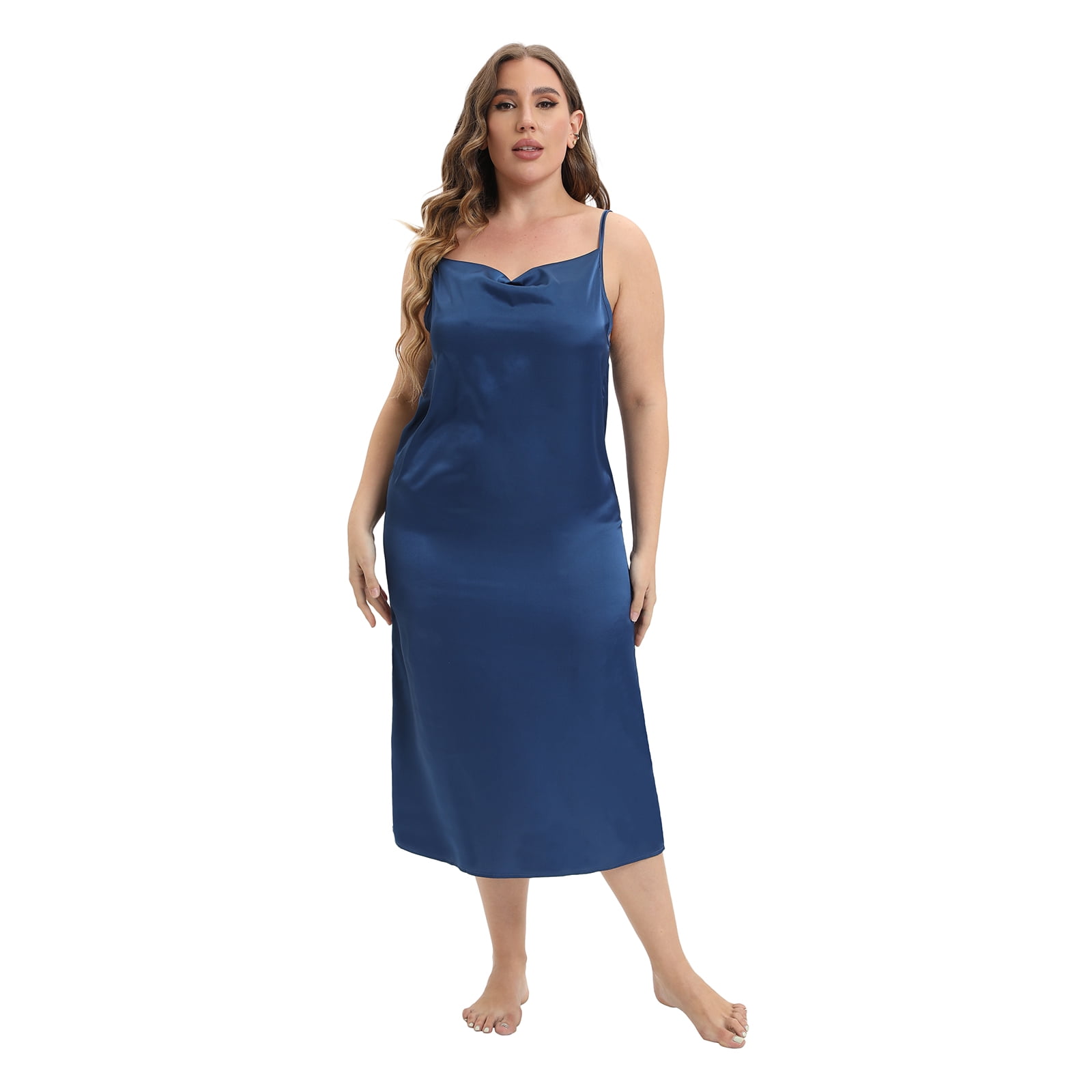 Baywell Women's Plus Size Full Slip Dresses Adjustable Spaghetti Strap ...