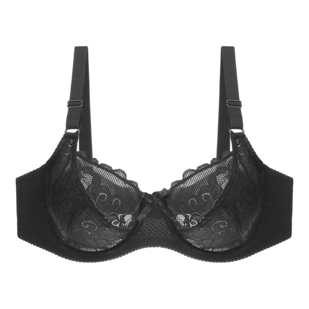 Baywell Women's Underwire Bra Minimizer Lace Floral Bra Unlined Unpadded Plus Size Full Coverage ...