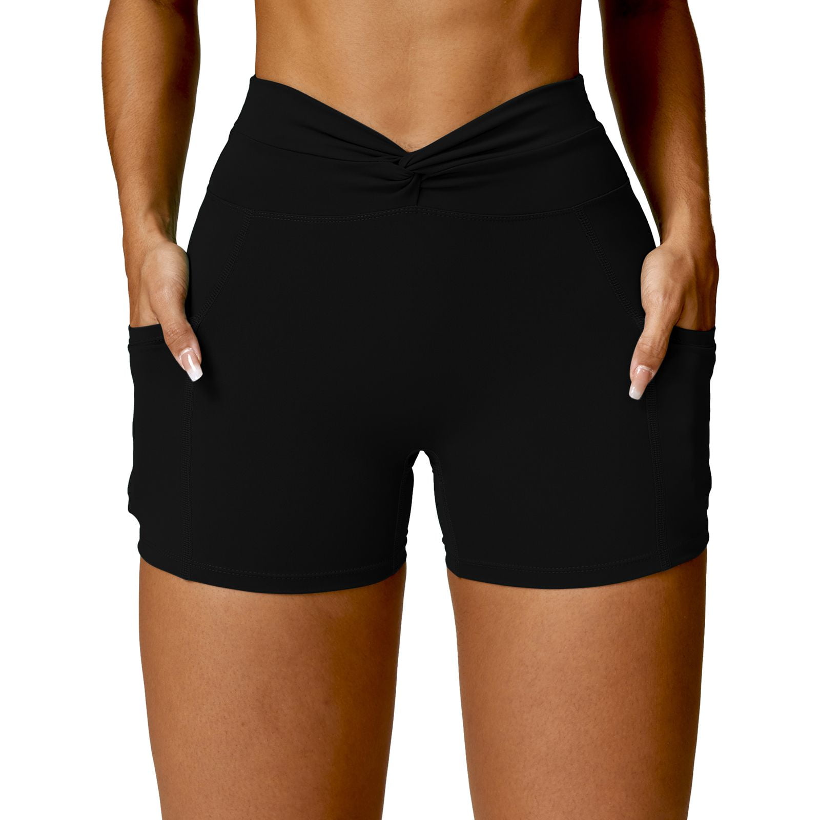 Baywell Women's V-shaped High Waisted Bootcut Yoga Long/Short Pants ...