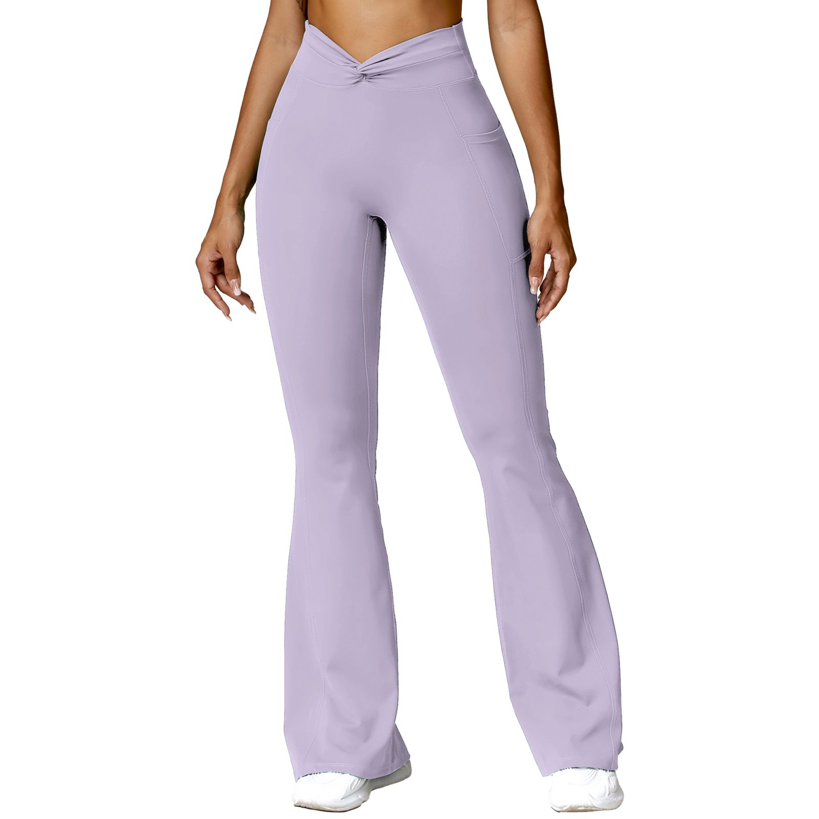 Baywell Women's V-shaped High Waisted Bootcut Yoga Long/Short Pants ...