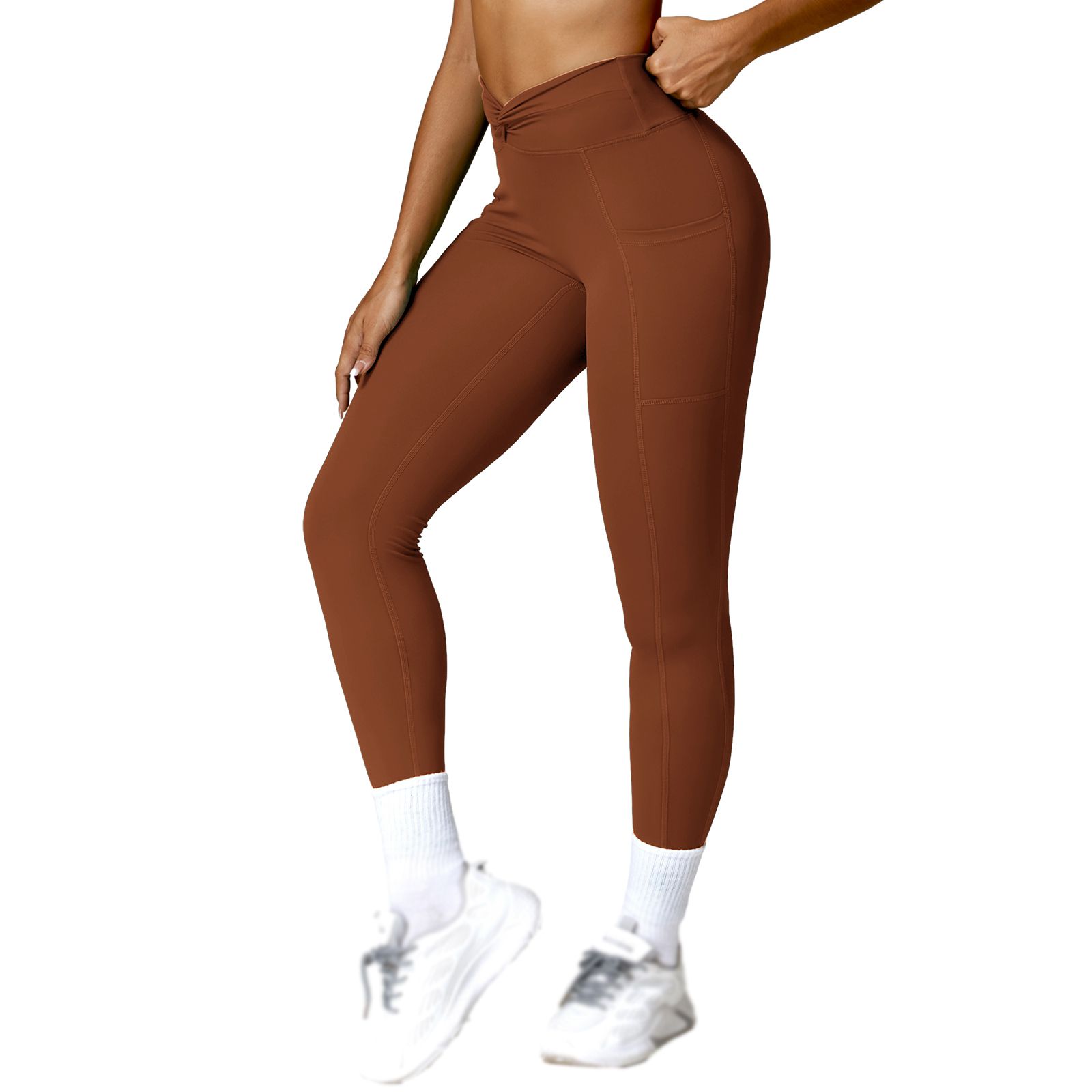 Baywell Women's V-shaped High Waisted Bootcut Yoga Long/Short Pants ...