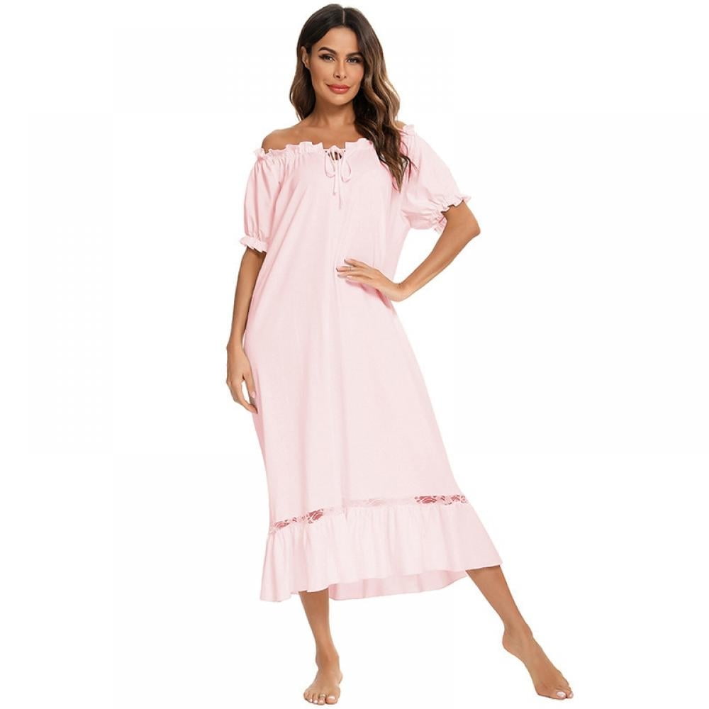 Baywell Women's Victorian Nightgown Polyester Sleepwear Long Loungewear ...