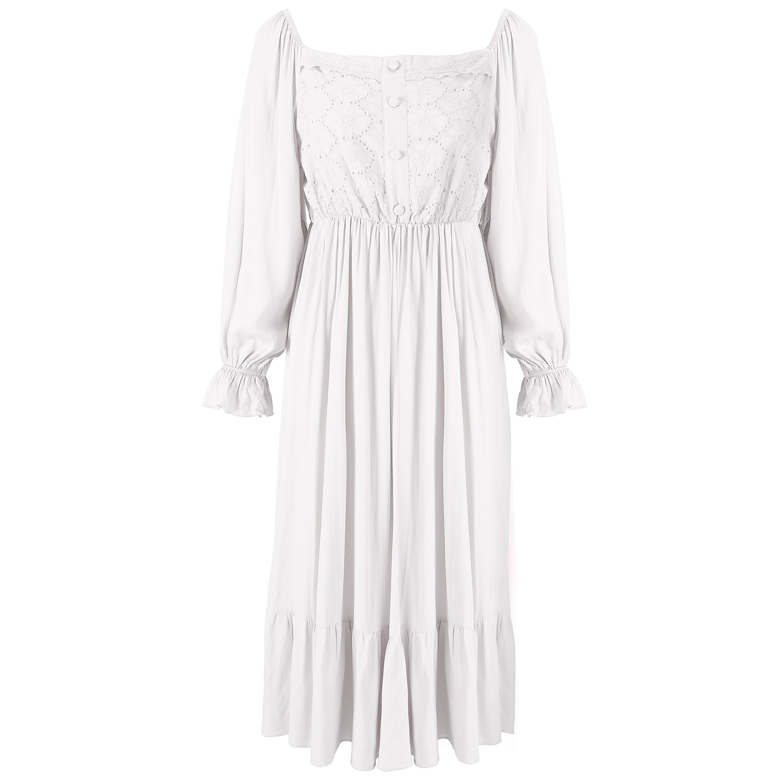 Baywell Women's Victorian Nightgown Sleepwear Long Sleeve Square Neck ...