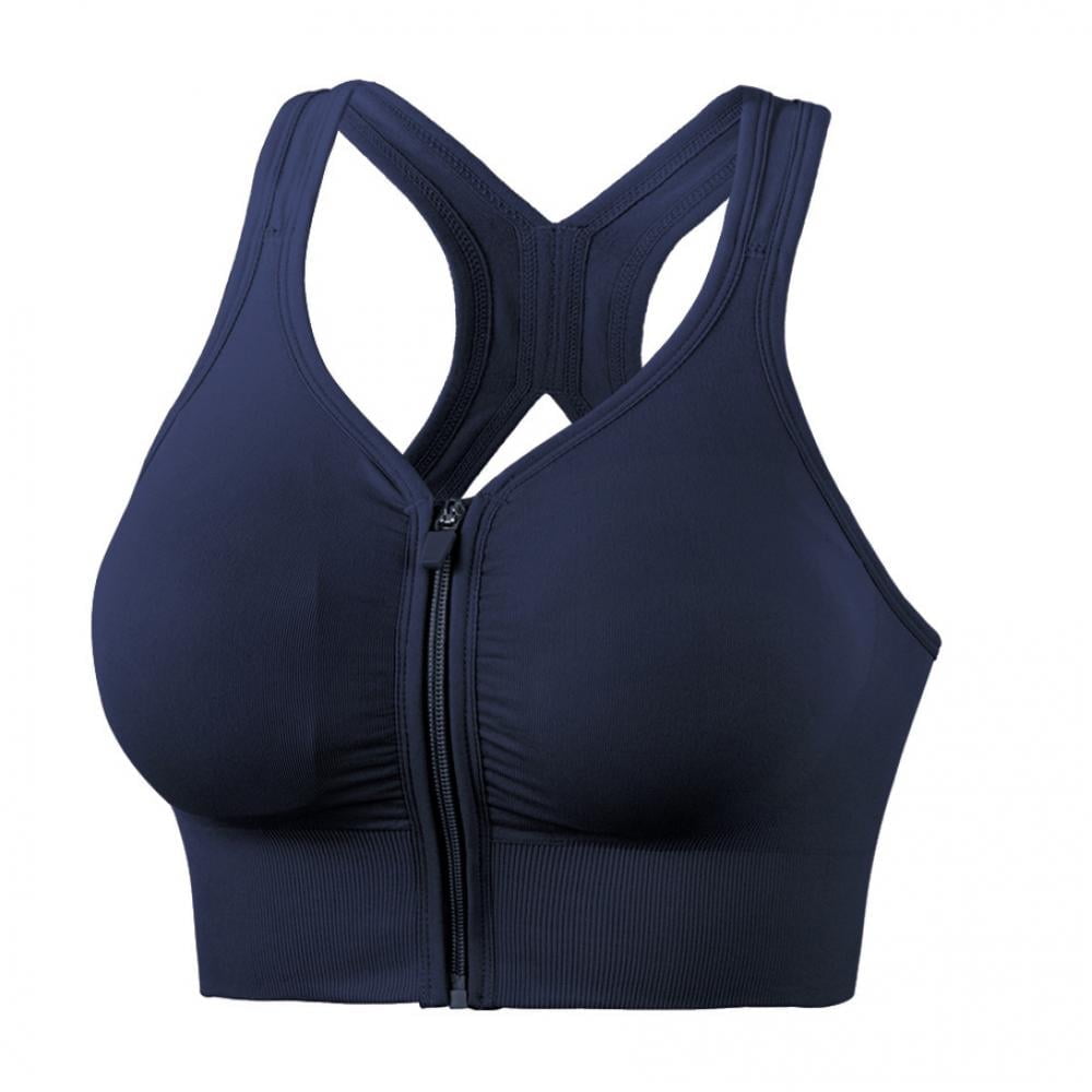 Baywell Women's Zipper Front Closure Sports Bra Racerback Yoga Bras ...