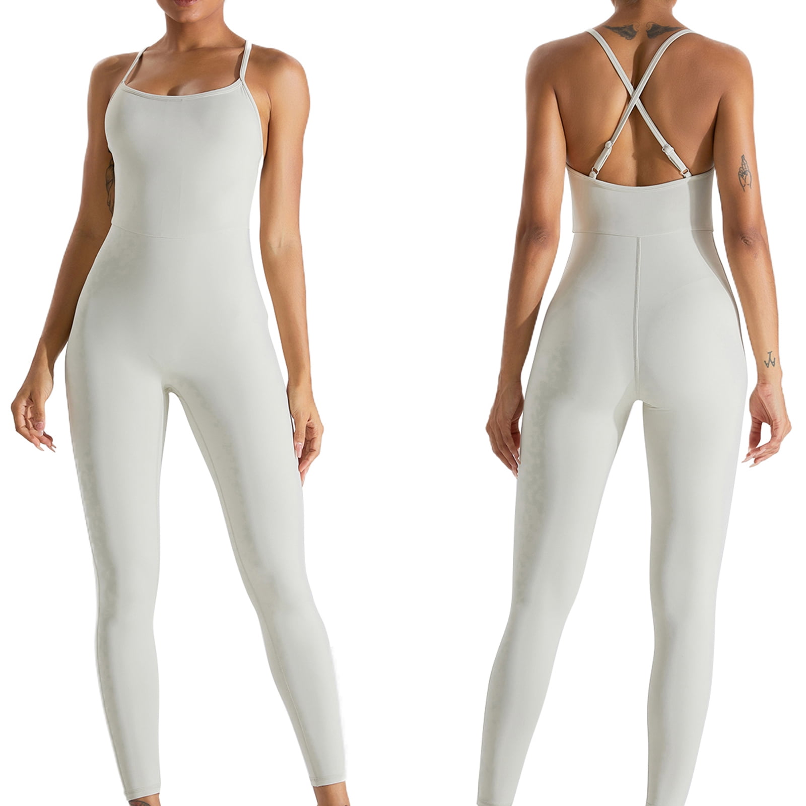 Baywell Womens Workout Yoga Jumpsuits Sleeveless One Piece Seamless ...