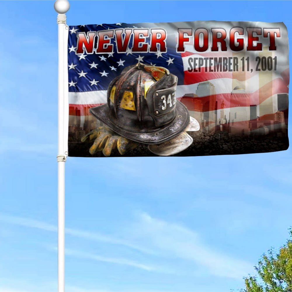 Bayyon 911 Grommet Flag 343 Firefighter Never Forget Flag Banner with ...